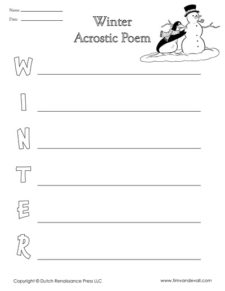 Winter Acrostic Poem Template - Creative Winter Writing Activity for Kids