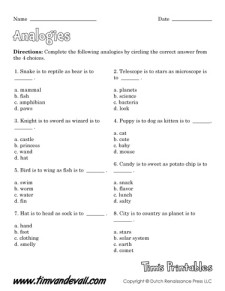 Analogy Worksheets |Language Arts Printables