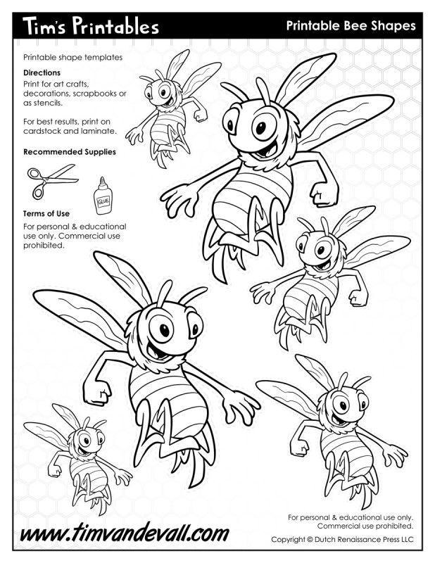 Bee Shapes - Tim's Printables