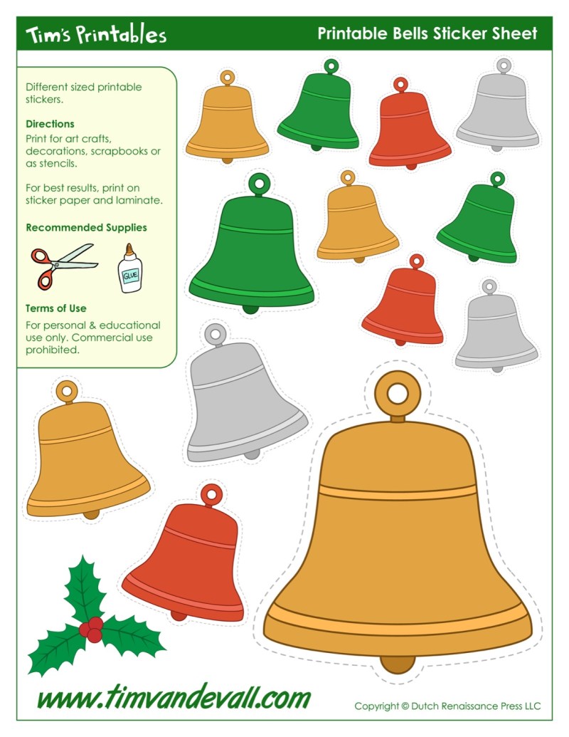 Christmas Bell Shapes - Tim's Printables
