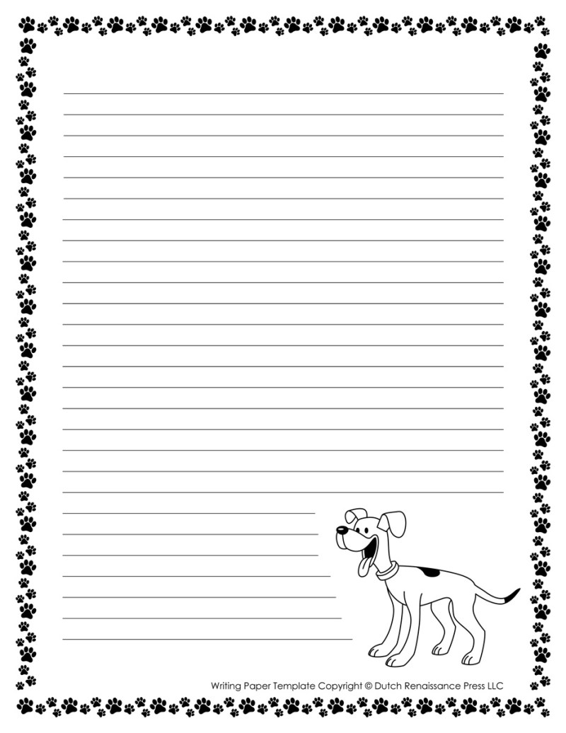 Dog Writing Paper - Black and White - Tim's Printables