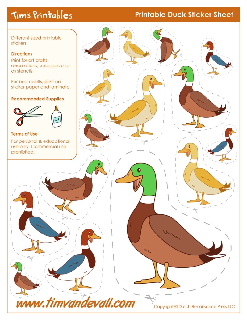 Duck Stickers - Tim's Printables