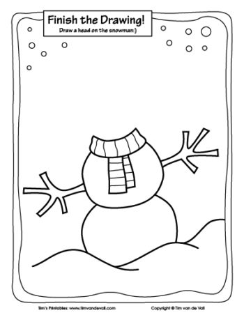 Finish-the-Drawing-Snowman-400 - Tim's Printables