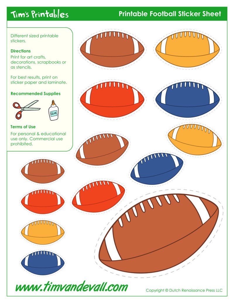 Football Stickers - Tim's Printables