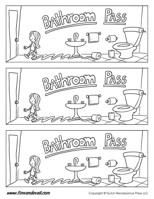 girls-bathroom-pass-template-bw - Tim's Printables