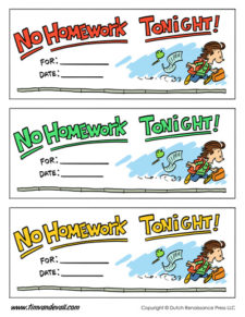 Printable Homework Passes | Free Homework Pass Template