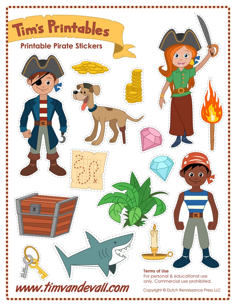 Pirate Stickers - Tim's Printables