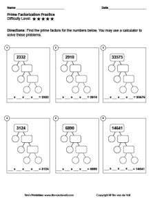 Prime Factorization Worksheets - Tim's Printables