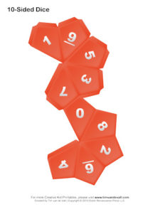 10-Sided Dice - Red - Tim's Printables