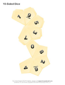 10-Sided Dice - White - Tim's Printables