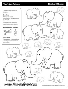 Printable Elephant Templates / Elephant Shapes for Kids