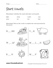 Free Printable Short Vowel Worksheets