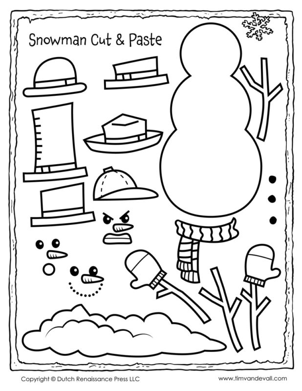 Snowman-Cut-and-Paste-Activity - Tim's Printables