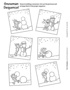 Snowman-Sequence-Worksheet-350 - Tim's Printables