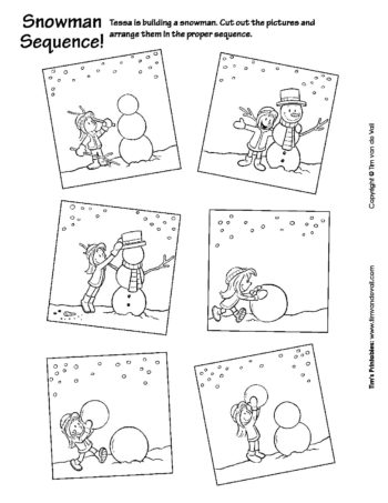 Snowman-Sequence-Worksheet – Tim's Printables