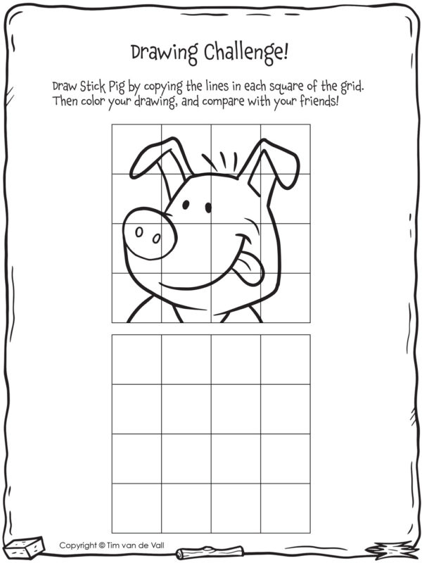 Three-Little-Pigs-Drawing-Challenge-Stick-Pig-BW – Tim's Printables