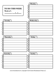 Weekly To Do List - Tim's Printables