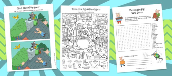 New! Three Little Pigs Activity Book - 198 Printables for Kids