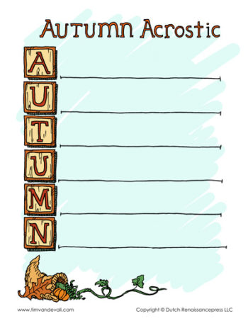 Printable Acrostic Poem for Autumn, with Acrostic Poem Example