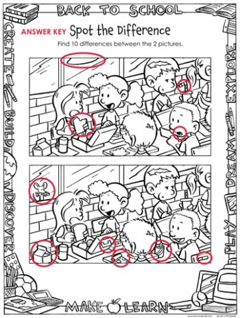 Back to School Spot the Difference - Tim's Printables