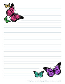 Butterfly Writing Paper - Tim's Printables