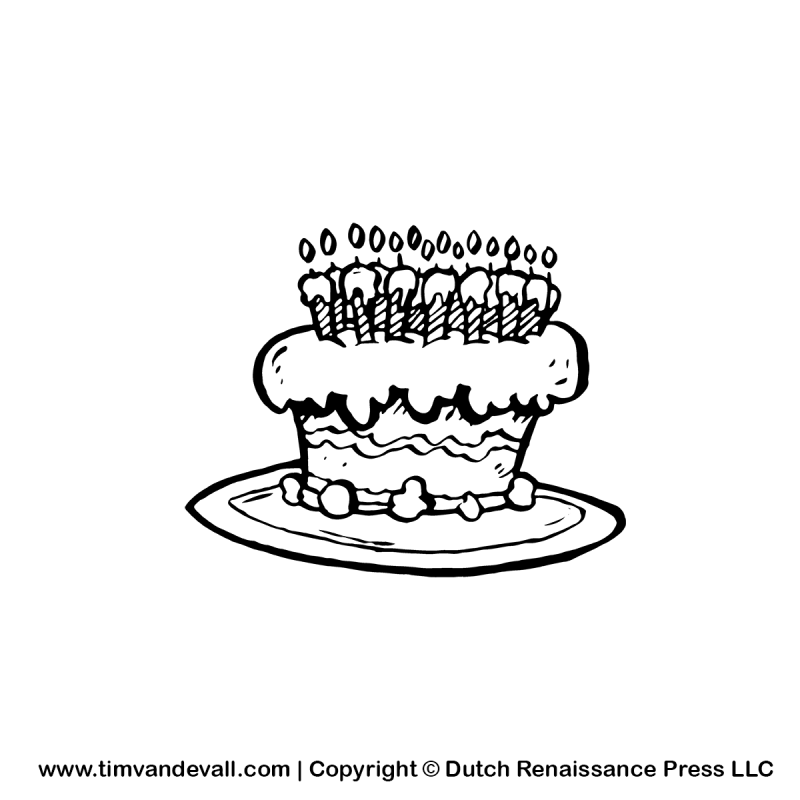 birthday-cake-bw-clipart - Tim's Printables