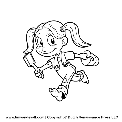 girl-bw-clipart - Tim's Printables