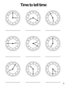 Clock Worksheet #1 - Tim's Printables