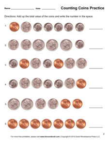Counting Coins Worksheet #2 - Tim's Printables