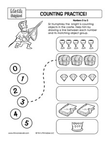 Counting Practice Worksheet - The Knight's Treasure! - Tim's Printables