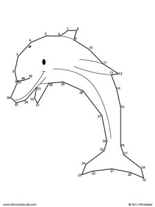 Dolphin Dot-to-Dot - Easy - Tim's Printables