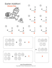 Easter Math Worksheets - Addition Answer Key - Tim's Printables