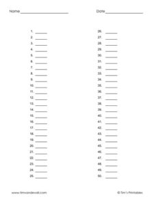 Printable Answer Sheet Templates PDF for Multiple Choice Tests