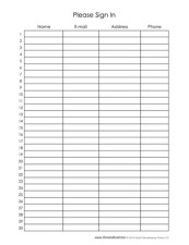 Blank Sign In Sheet Templates