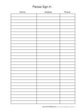 Blank Sign In Sheet Templates