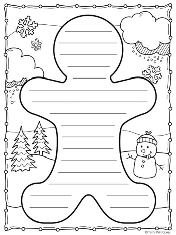Gingerbread Man Writing Paper Templates - Tim's Printables