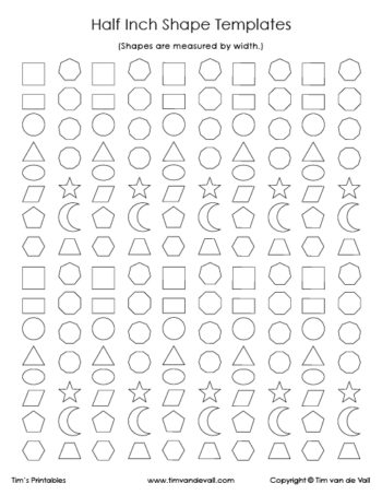 half inch shape templates-500 - Tim's Printables