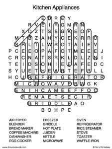 Large Print Word Search 01 - "Kitchen Appliances" - Tim's Printables