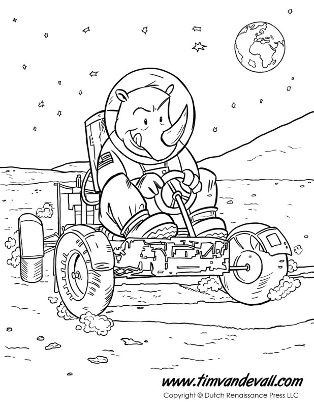 Moon Car Coloring Page - Tim's Printables