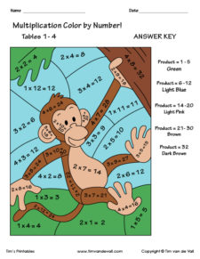 multiplication-color-by-number-tables-1-4-answer-key-500 - Tim's Printables