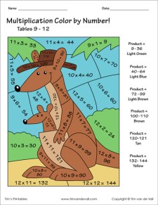 Multiplication Color by Number - The Kangaroo - Tim's Printables