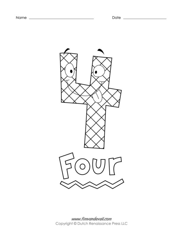 number-4-coloring-page - Tim's Printables