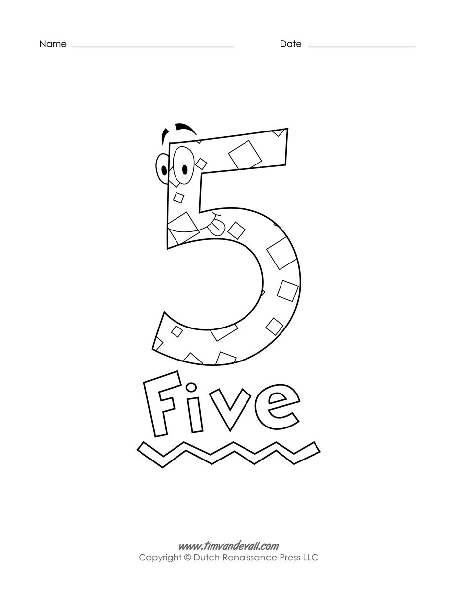 number-5-coloring-page - Tim's Printables