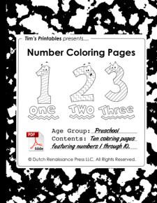 Numbers Coloring Booklet - Tim's Printables