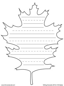 Oak Leaf Writing Paper Templates 2 - Tim's Printables