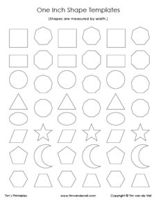 one inch shape templates-500 - Tim's Printables