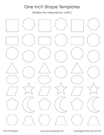 one inch shape templates - Tim's Printables