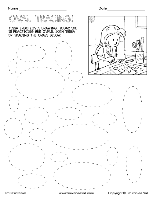 oval tracing worksheet-500 – Tim's Printables