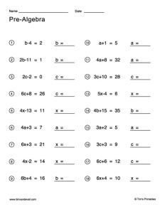 Pre Algebra Worksheets - Tim's Printables