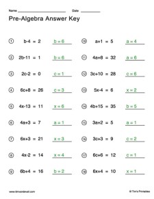 Pre Algebra Worksheets - Tim's Printables